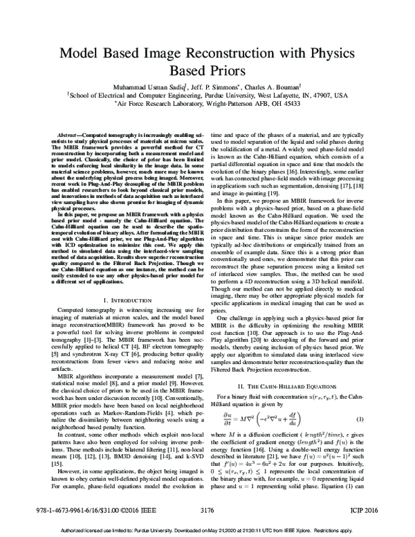 (PDF) Model based image reconstruction with physics based priors