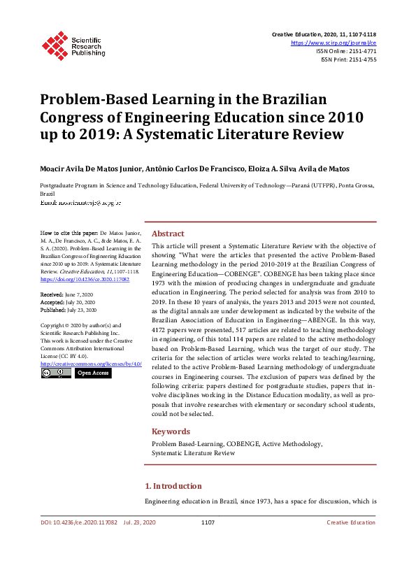 (PDF) Problem-Based Learning in Brazilian Engineering Edu.