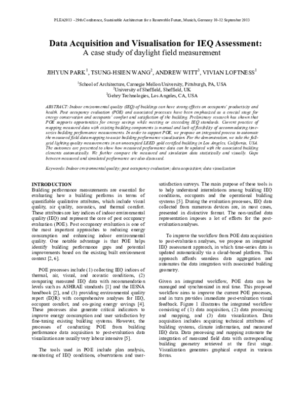 (PDF) Data Acquisition and Visualization for IEQ Assessment: A case study of daylight field ...