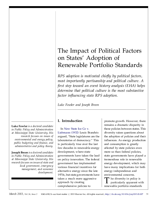 (PDF) The Impact of Political Factors on States’ Adoption of Renewable ...