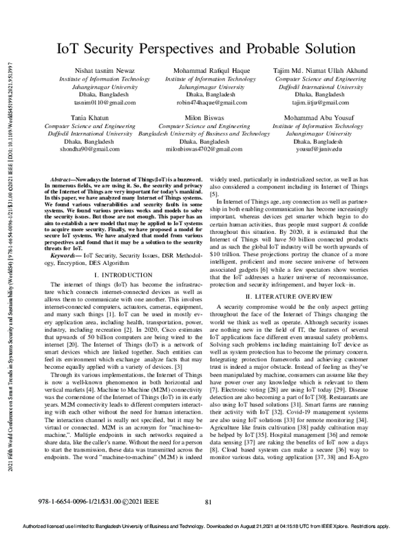(PDF) IoT Security Perspectives and Probable Solution