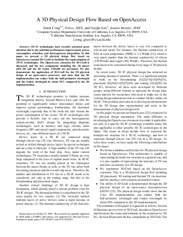 (PDF) A 3D physical design flow based on Open Access