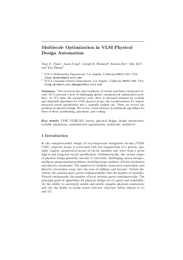 (PDF) Multiscale Optimization in VLSI Physical Design Automation | Jason (Jingsheng) Cong ...