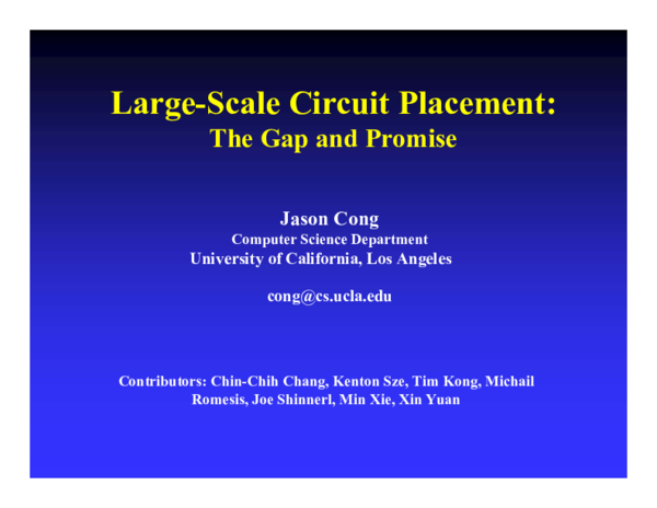 (PDF) Large-scale circuit placement: gap and promise