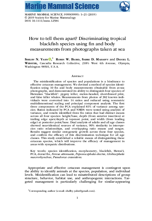 (PDF) How to tell them apart? Discriminating tropical blackfish species ...