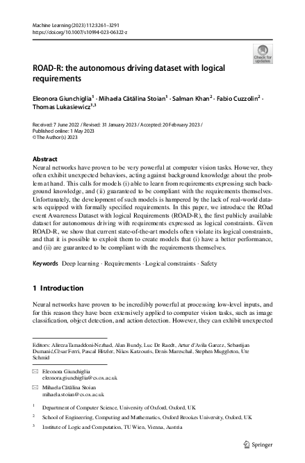 (PDF) ROAD-R: the autonomous driving dataset with logical requirements
