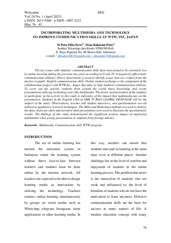 (PDF) Incorporating Multimedia and Technology to Improve Communication ...