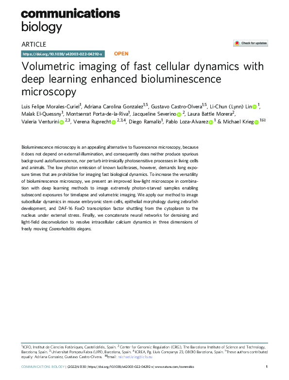 (PDF) Volumetric imaging of fast cellular dynamics with deep learning ...