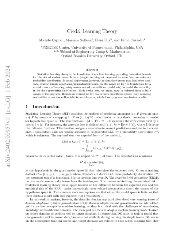 (PDF) Credal Learning Theory