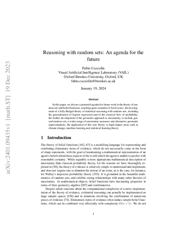 (PDF) Reasoning with random sets: An agenda for the future