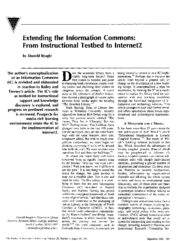 (PDF) Extending the Information Commons: From instructional testbed to ...