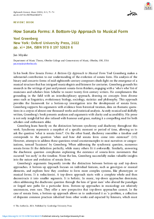 (PDF) How Sonata Forms: A Bottom-Up Approach to Musical Form