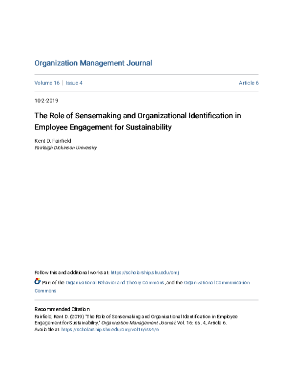 (PDF) The Role of Sensemaking and Organizational Identification in Employee Engagement for ...