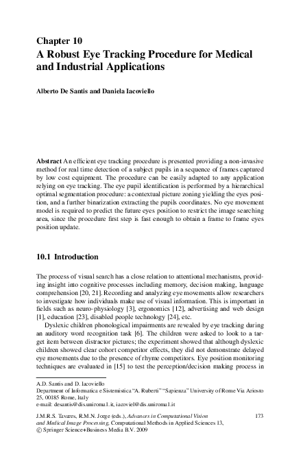 (PDF) Chapter 10 A Robust Eye Tracking Procedure for Medical and ...