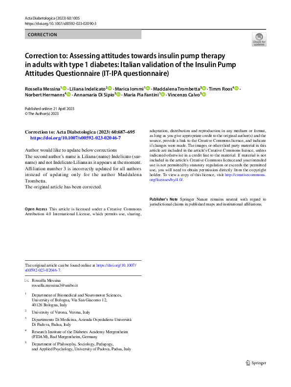 (PDF) Correction to: Assessing attitudes towards insulin pump therapy in adults with type 1 ...