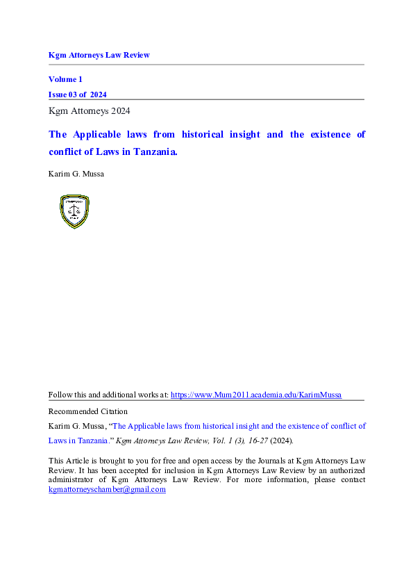 (PDF) The Applicable laws from historical insight and the existence of ...