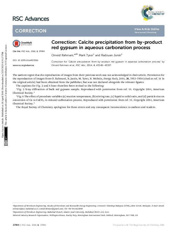 (PDF) Correction: Calcite precipitation from by-product red gypsum in ...