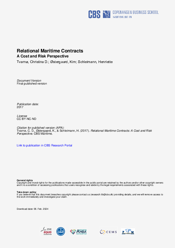 (PDF) Relational Maritime Contracts: A Cost and Risk Perspective
