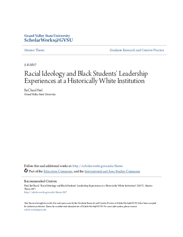 (PDF) Racial Ideology and Black Students’ Leadership Experiences at a ...
