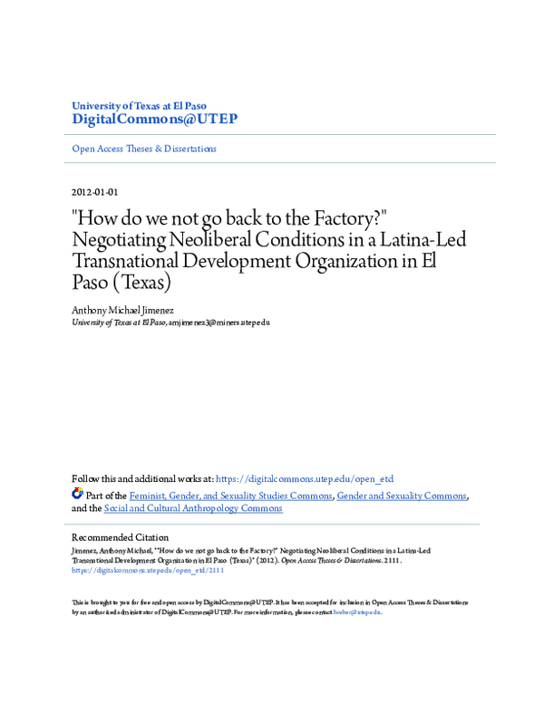 (PDF) ‘How do we not go back to the factory?’ | Anthony M. Jimenez ...