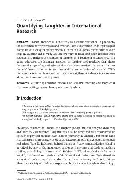 (PDF) Quantifying Laughter in International Research