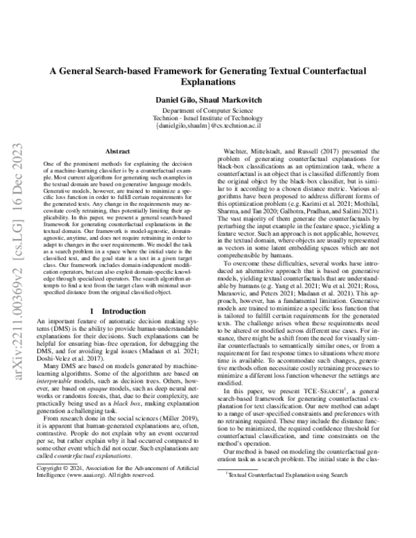 (PDF) Anytime Generation of Counterfactual Explanations for Text Classification