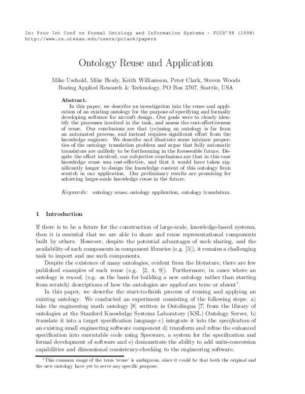 (PDF) Ontology reuse and application