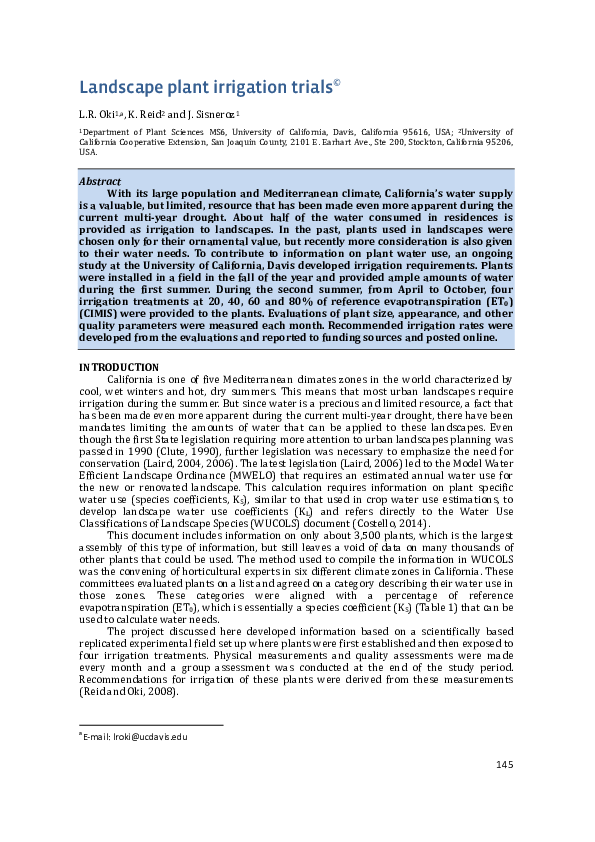 (PDF) Landscape plant irrigation trials©