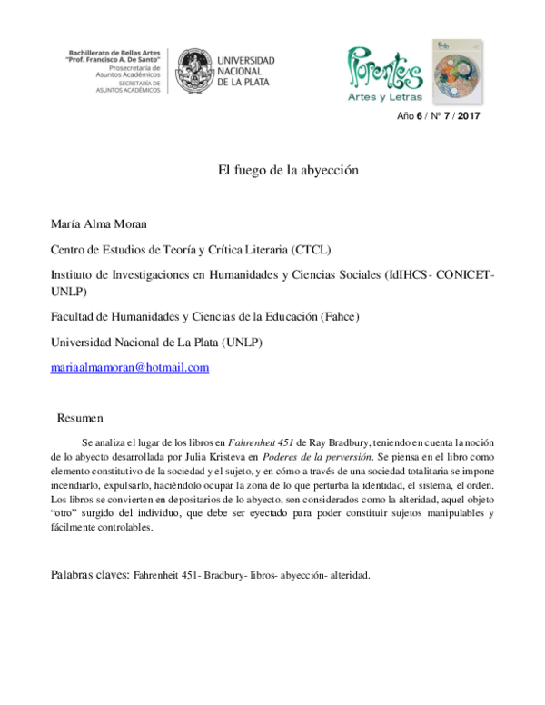(PDF) El fuego de la abyección