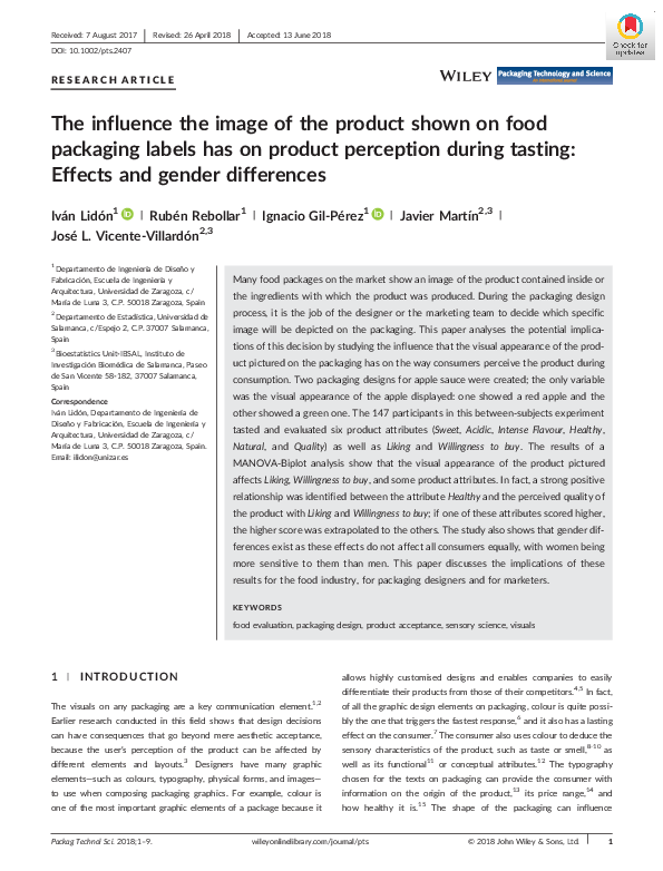 (PDF) The influence the image of the product shown on food packaging ...