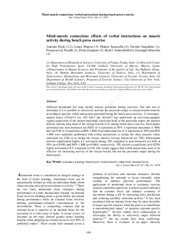 (PDF) Mind-muscle connection: effects of verbal instructions on muscle ...