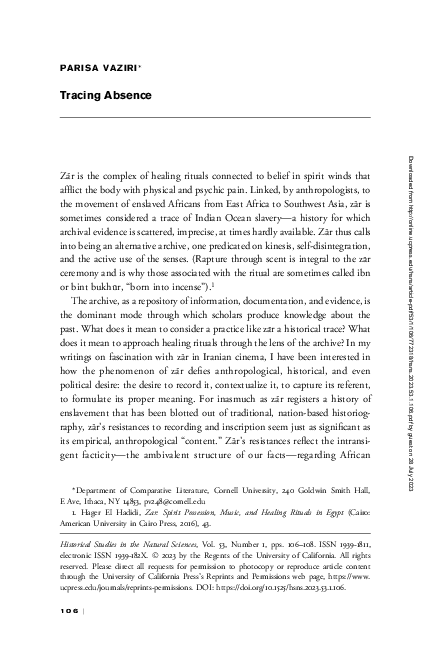 (PDF) Tracing Absence | Parisa Vaziri - Academia.edu
