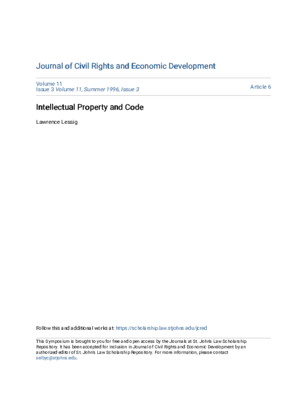 (PDF) Intellectual Property and Code