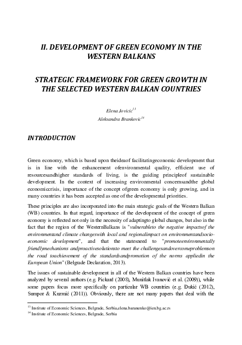 (PDF) Strategic framework for green growth in the selected Western ...