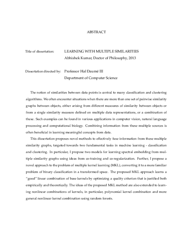 (PDF) Learning with Multiple Similarities