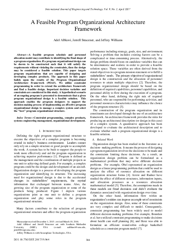 (PDF) A Feasible Program Organizational Architecture Framework