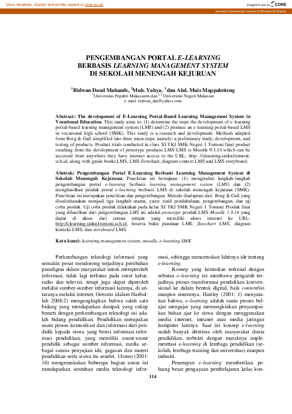 (PDF) Pengembangan Portal E-Learning Berbasis Learning Management System di Sekolah Menengah ...