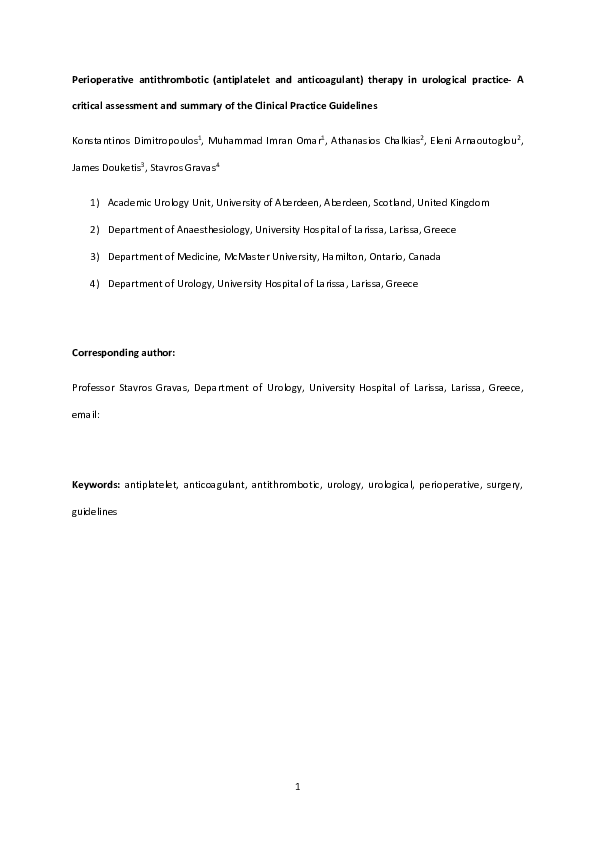 (PDF) Perioperative antithrombotic (antiplatelet and anticoagulant ...