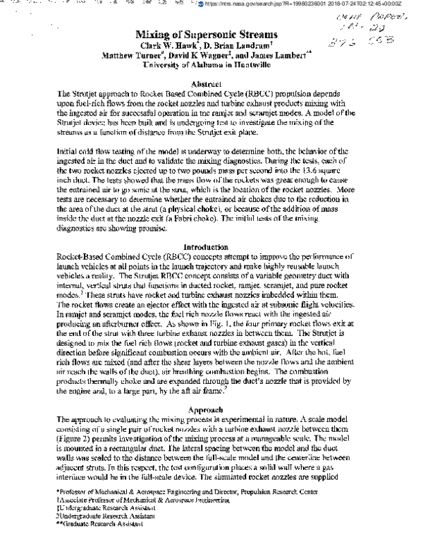(PDF) Mixing of supersonic streams