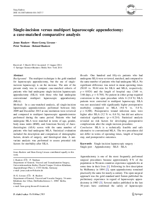 (PDF) Single-Incision Versus Multiport Laparoscopic Right and Hand-Assisted Left Colectomy: A ...