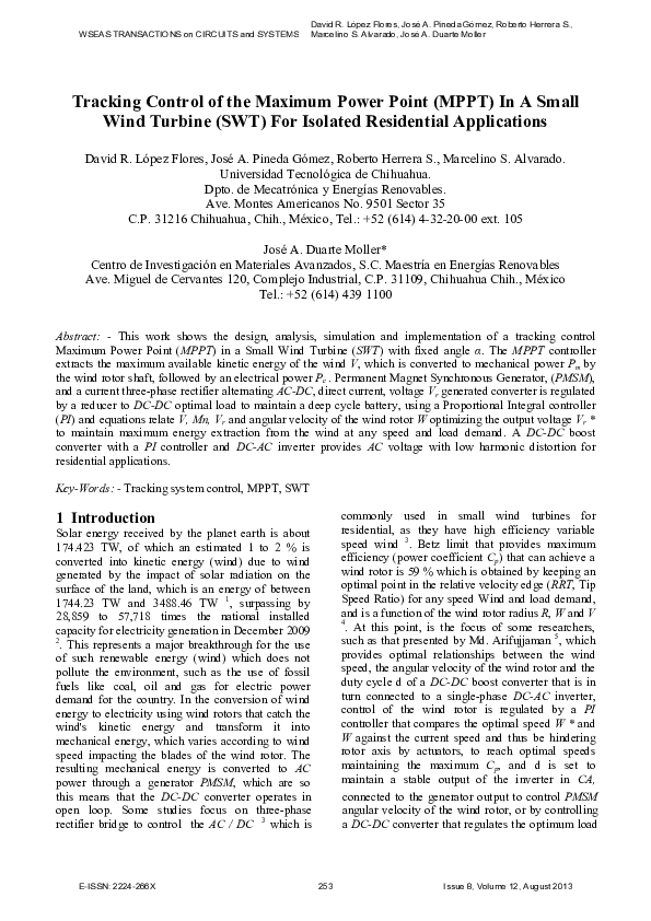 (PDF) Tracking Control of the Maximum Power Point (MPPT) In A Small ...