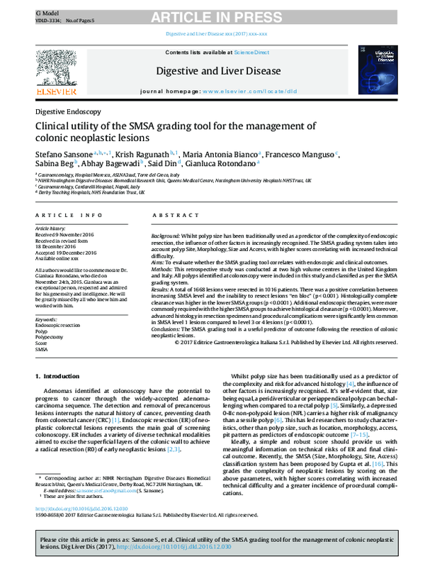 (PDF) Clinical utility of the SMSA grading tool for the management of ...