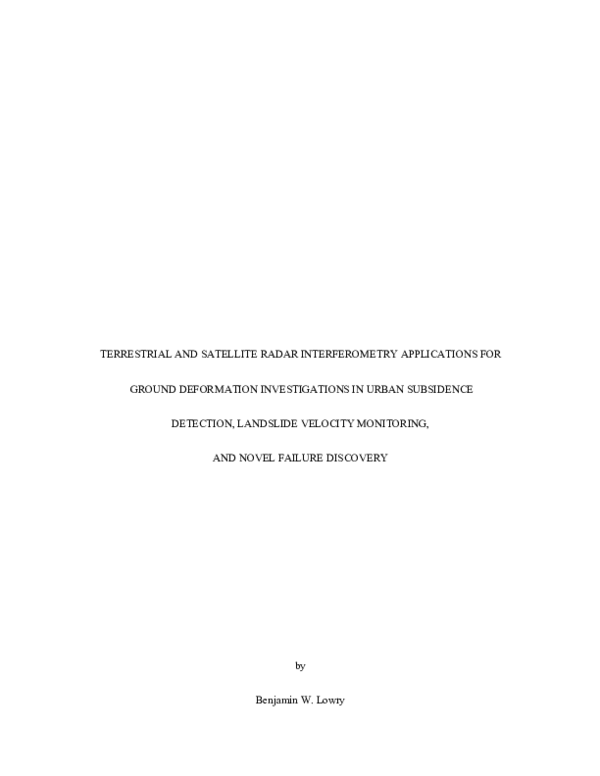 Pdf Terrestrial And Satellite Radar Interferometry Applications For Ground Deformation