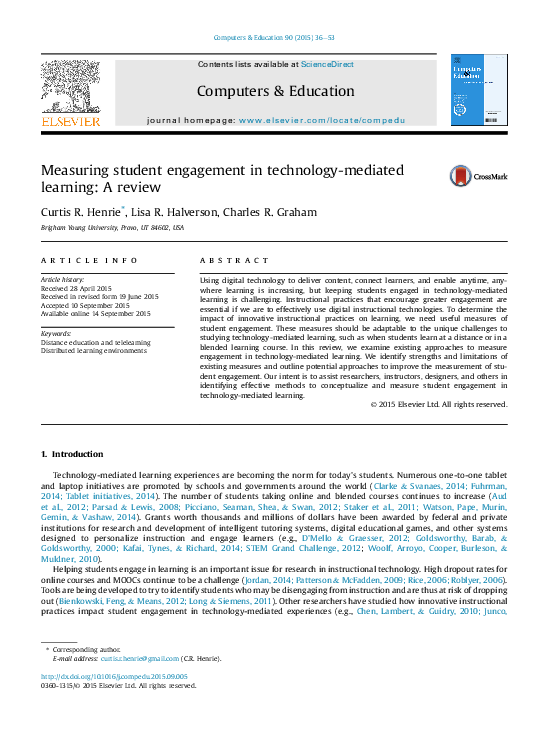 (PDF) Measuring student engagement in technology-mediated learning: A ...