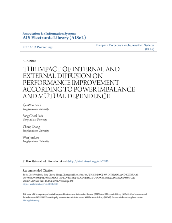 (PDF) The Impact of Internal and External Diffusion on Performance ...