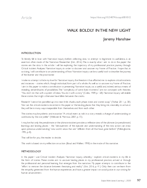 (PDF) Walk Boldly in the New Light