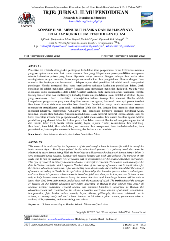 (PDF) Konsep Ilmu Menurut Hamka dan Implikasinya Terhadap Kurikulum Pendidikan Islam