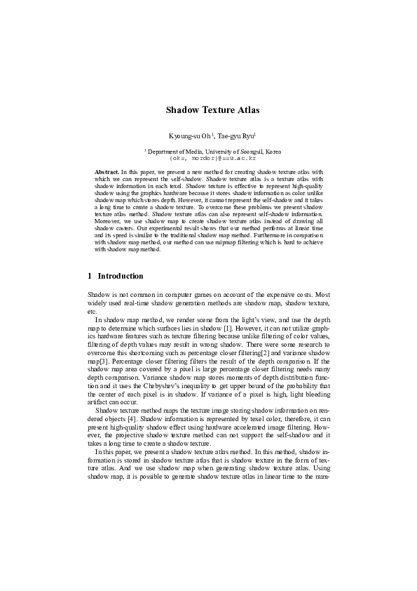 (PDF) Shadow Texture Atlas
