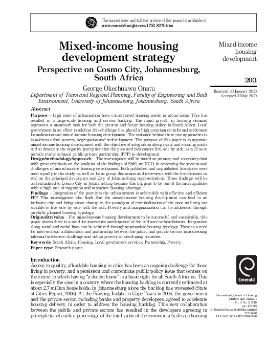 (PDF) Mixed‐income housing development strategy