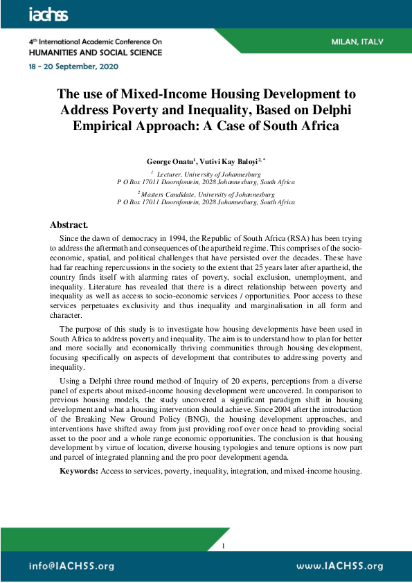 (PDF) The use of Mixed-Income Housing Development to Address Poverty ...